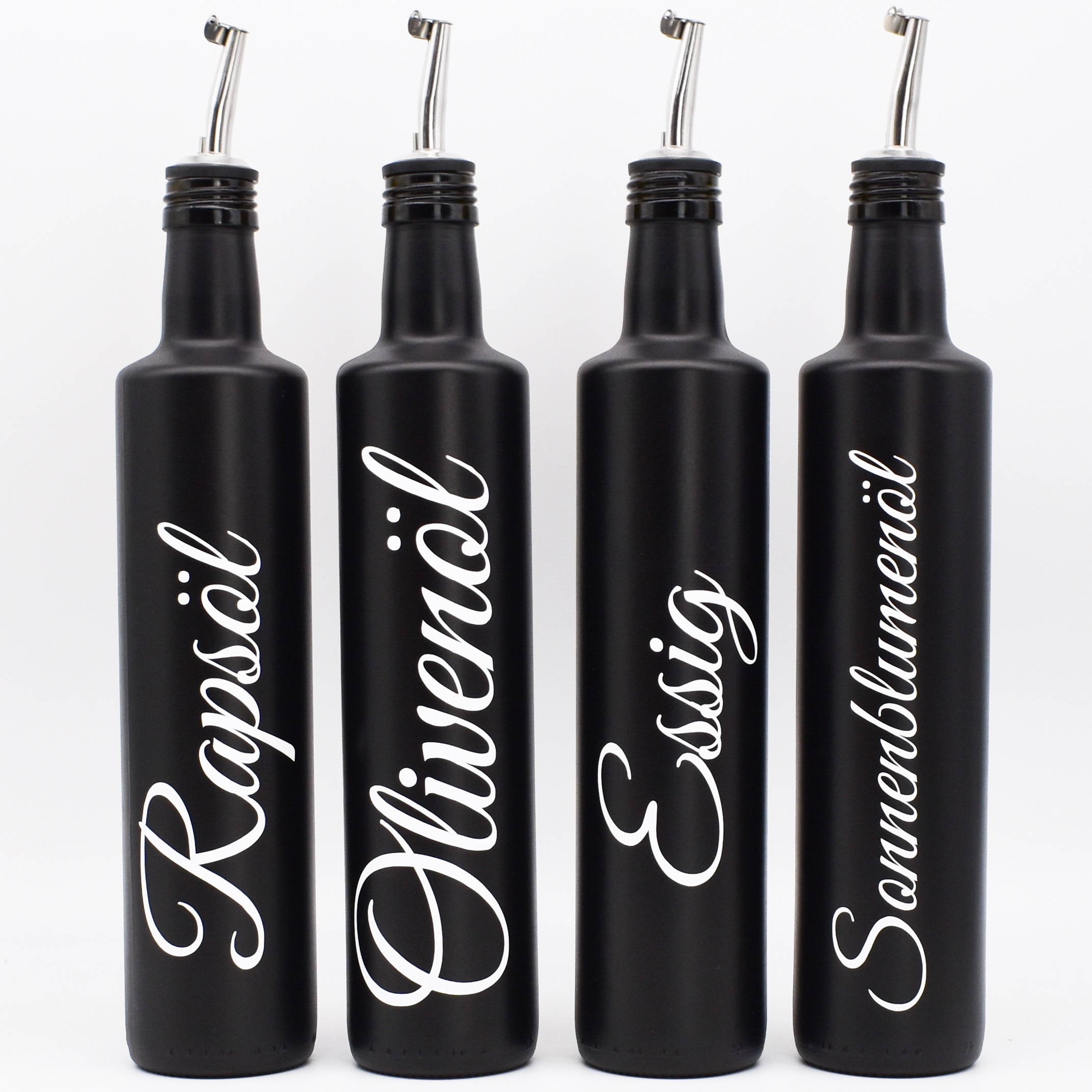 Olivenöl Rapsöl Sonnenblumenöl Essig Flaschen schwarz matt - 500 ml ...